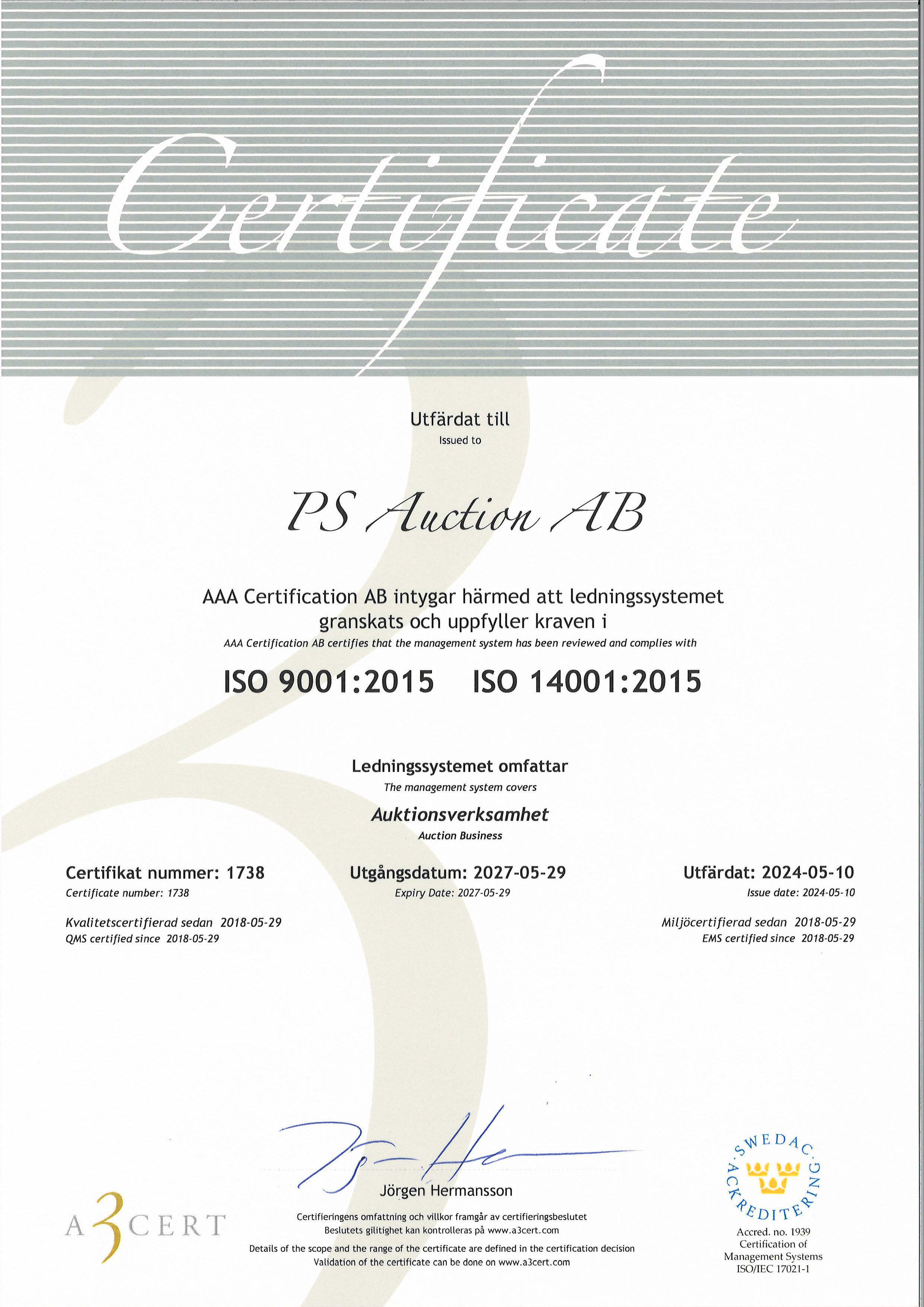 ISO Certifiering 9001 & 14001